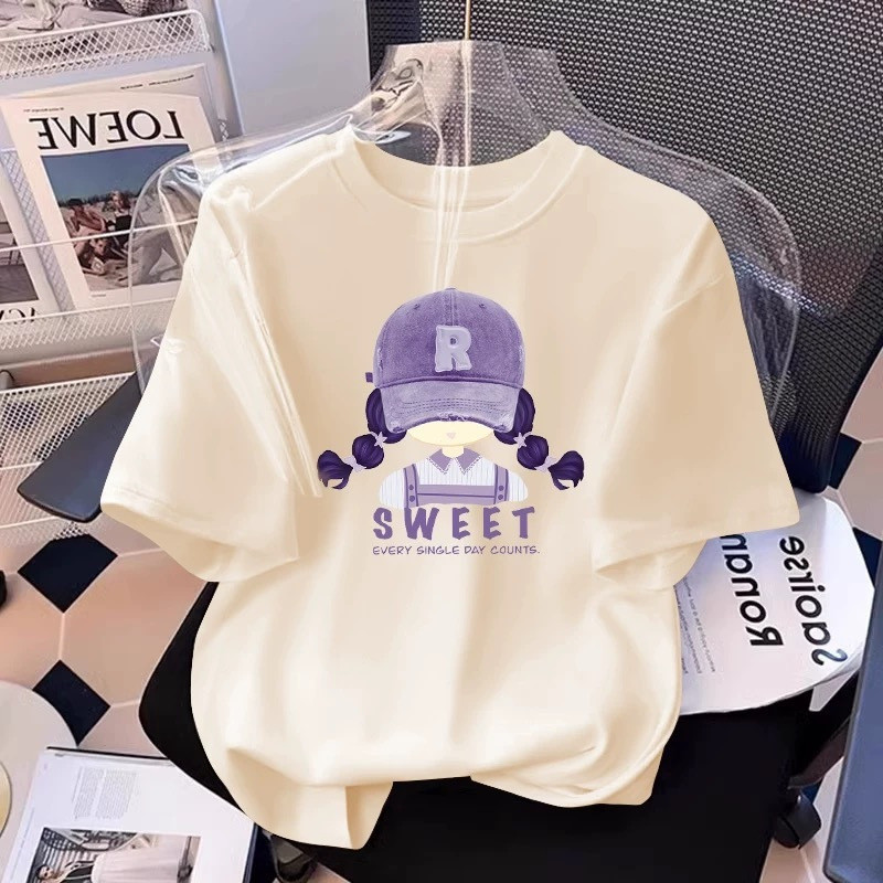 【220G 100%Cotton T-shirt】DUDU Girls' clothing oversize fashion Korean ...