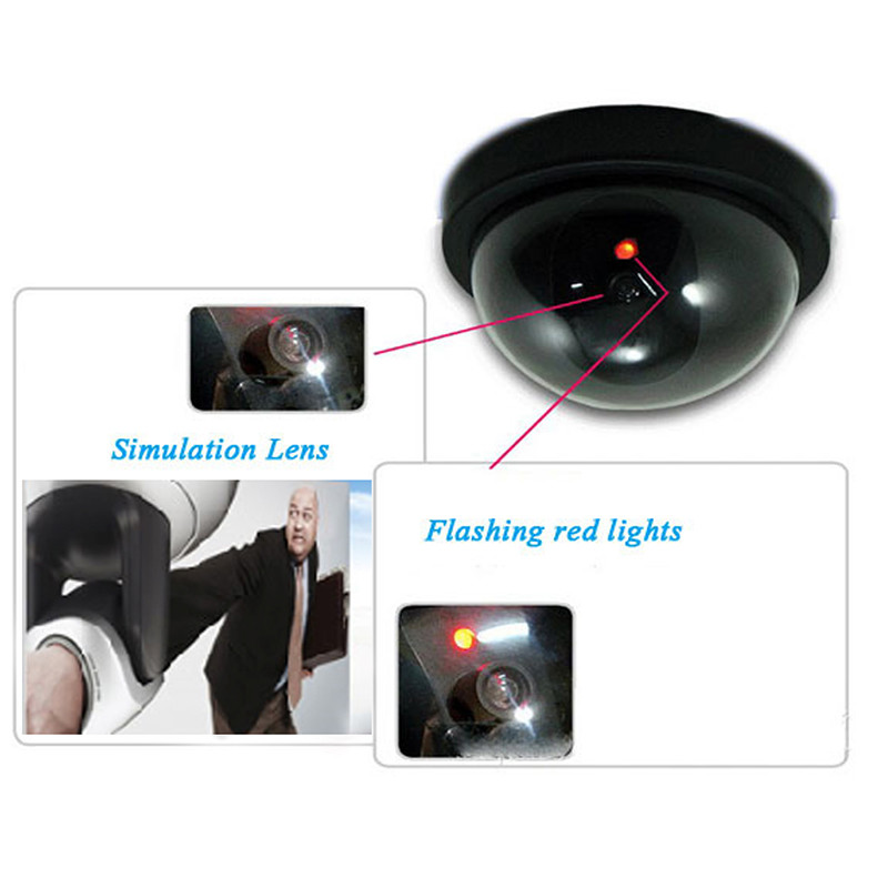 Dummy Fake Surveillance CCTV Security Dome Camera with flashing red LED ...