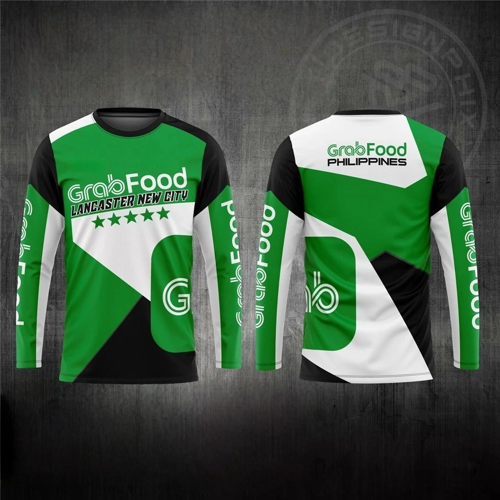 GRAB FOOD long sleeved shirt, polyester fiber round neck top, summer ...