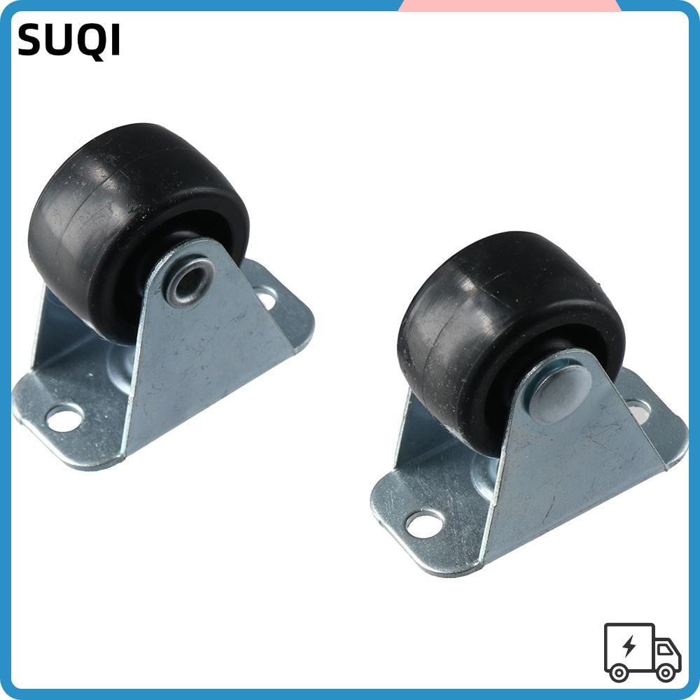 HI-SUQI 4Pcs 1'' Fixed Castors, Small Black Rubber Caster Wheels, Heavy ...