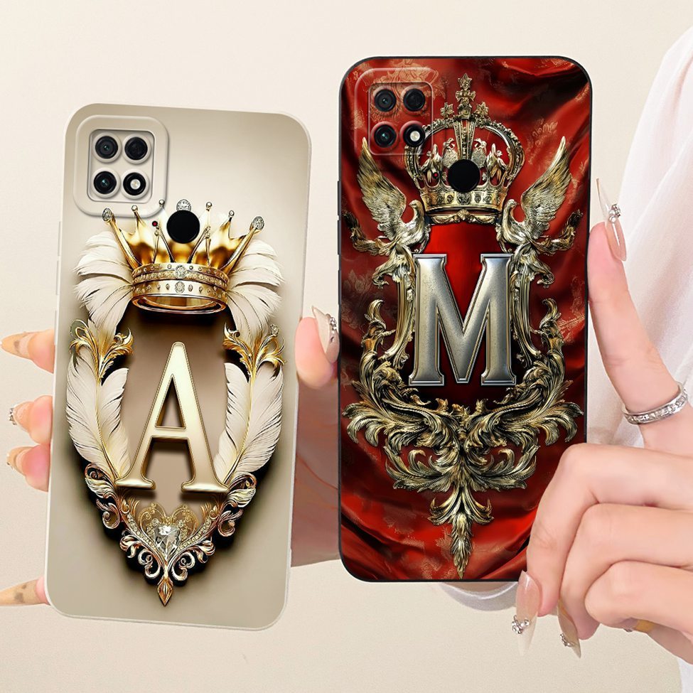 For Poco C40 Case Cover Luxury A-Z Letters 2D Painted Silicone Casing ...