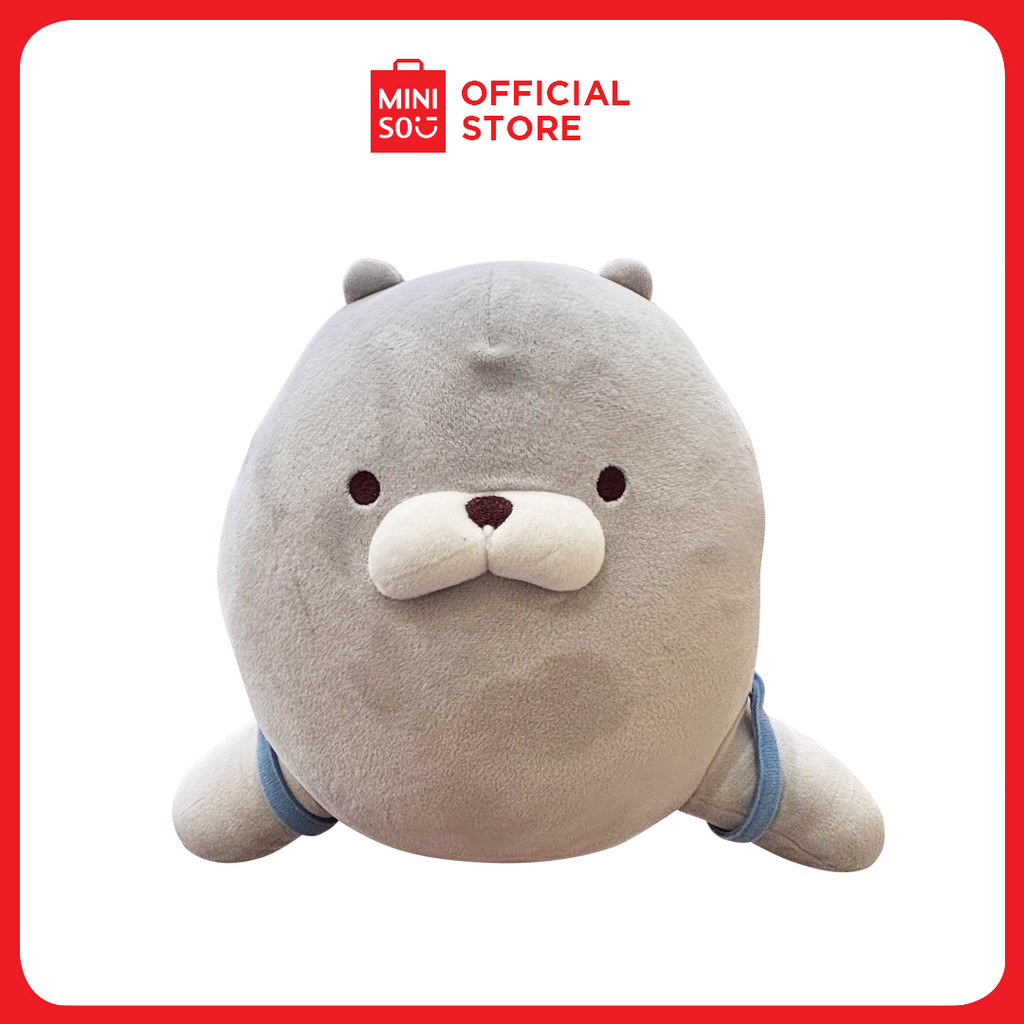 MINISO 14in. Sitting-posture Ocean Plush Toy (Sea Lion Carrying Fish ...