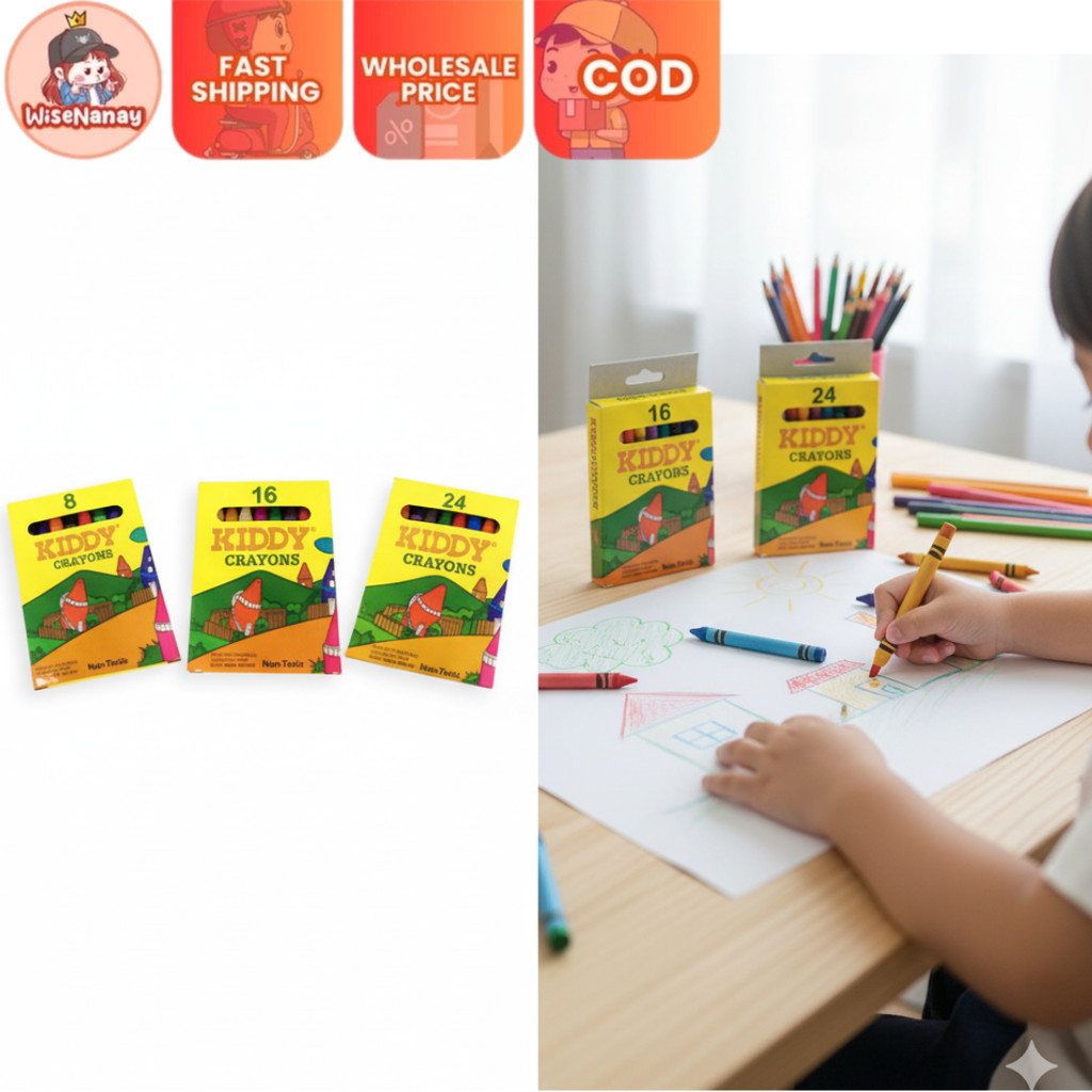 WiseNanay Kiddy Crayons 8, 16 and 24color - Non Toxic Crayons | Shopee ...
