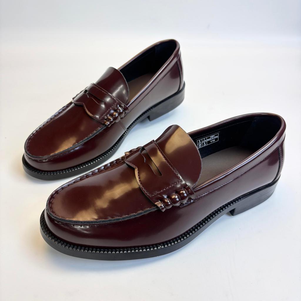 KMY CHERRY RED japanese style penny loafers students leather shoes ...