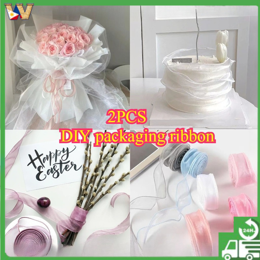 2 PCS Fish Tail Gauze with Cake Border Decoration DIY Material Bouquet ...