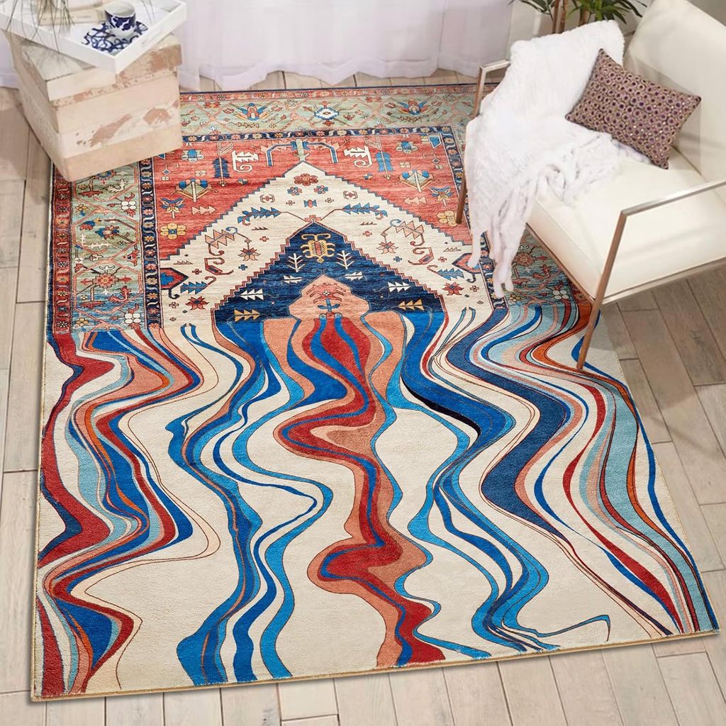Abstract Persian Floor Mat Bohemian Style Imitation Cashmere Entryway ...
