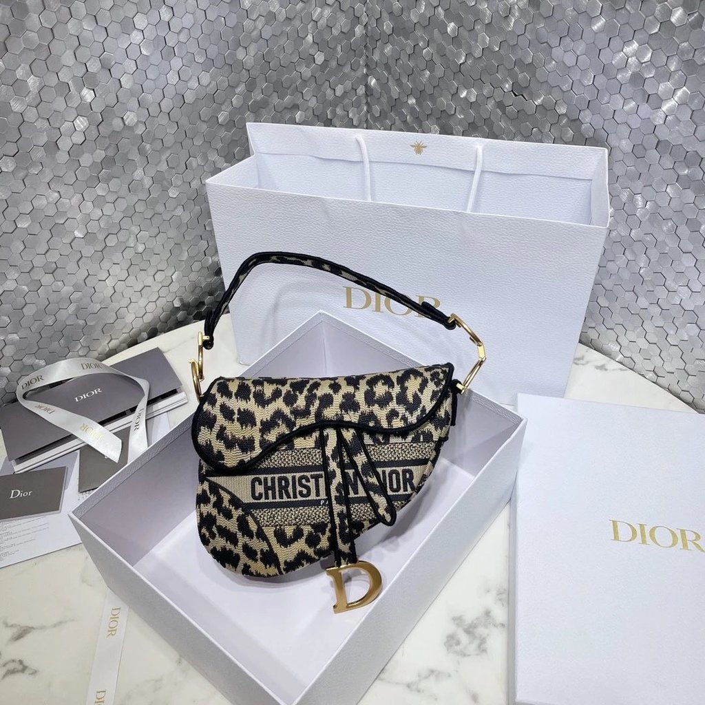 DIOR New Style Leopard Print Saddle Bag Handbag | Shopee Philippines