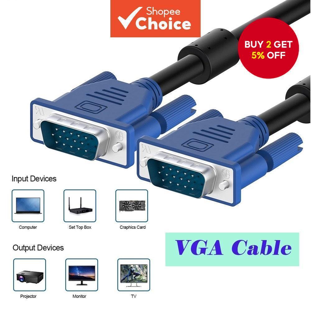 VGA Cable 15 Pin 1.5M Male to Male Extension 3+6 Converter Wire for PC ...