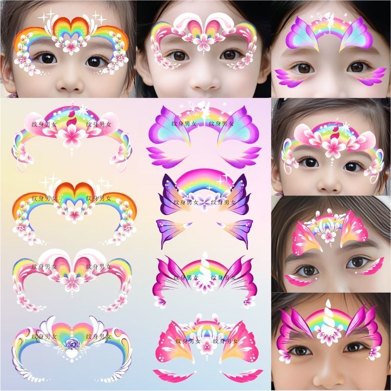 Princess Elsa Forehead Sticker Rainbow Butterfly Flower Children Cute ...