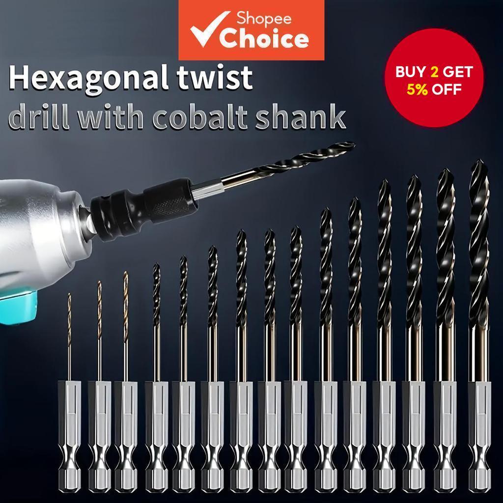 High-Speed Steel Hex Shank Drill Bit Set, 15pcs (1.5mm-8mm) for Quick ...