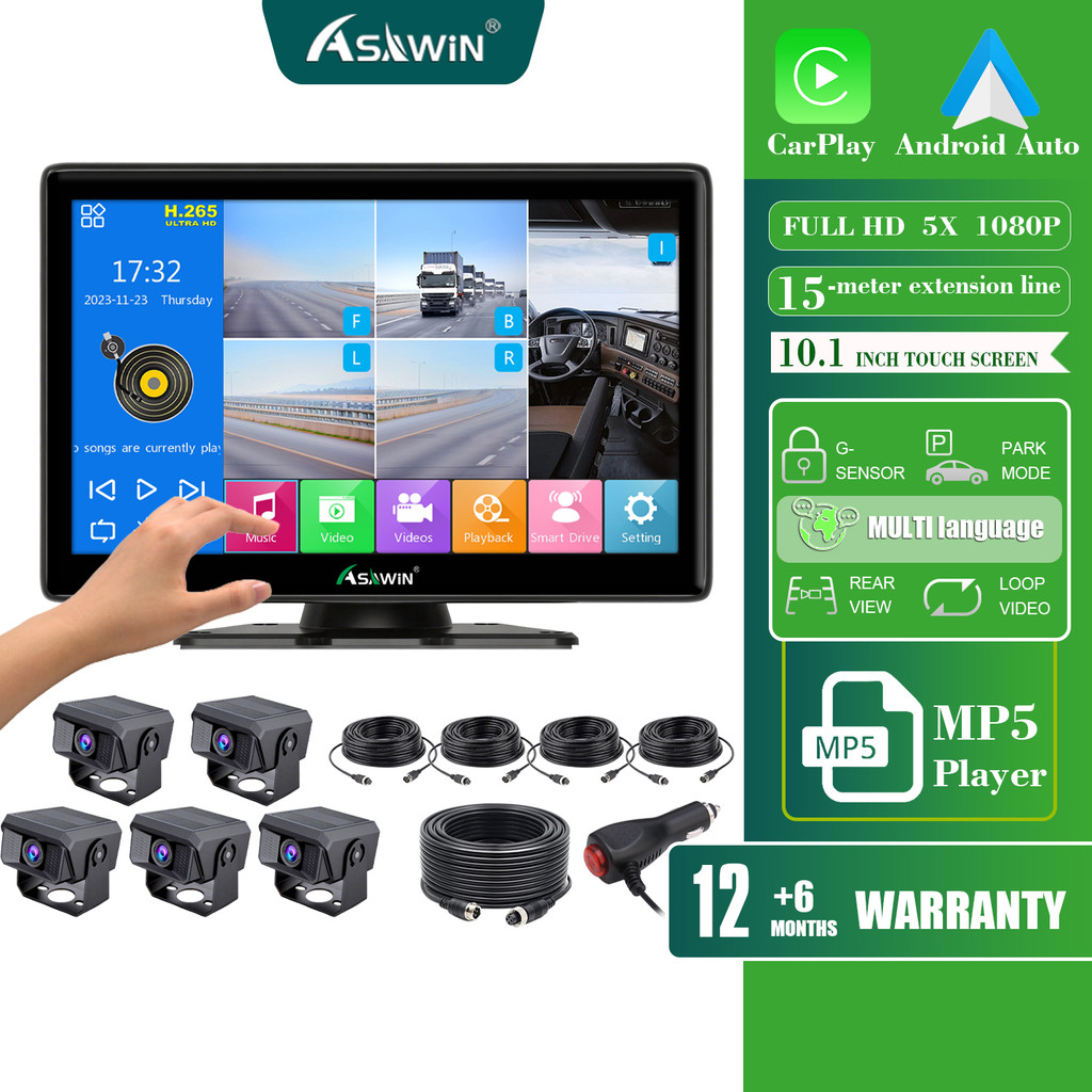 10 Inch carplay Monitor Truck Lorry 360 Degree Driving AHD Camera 5 ...