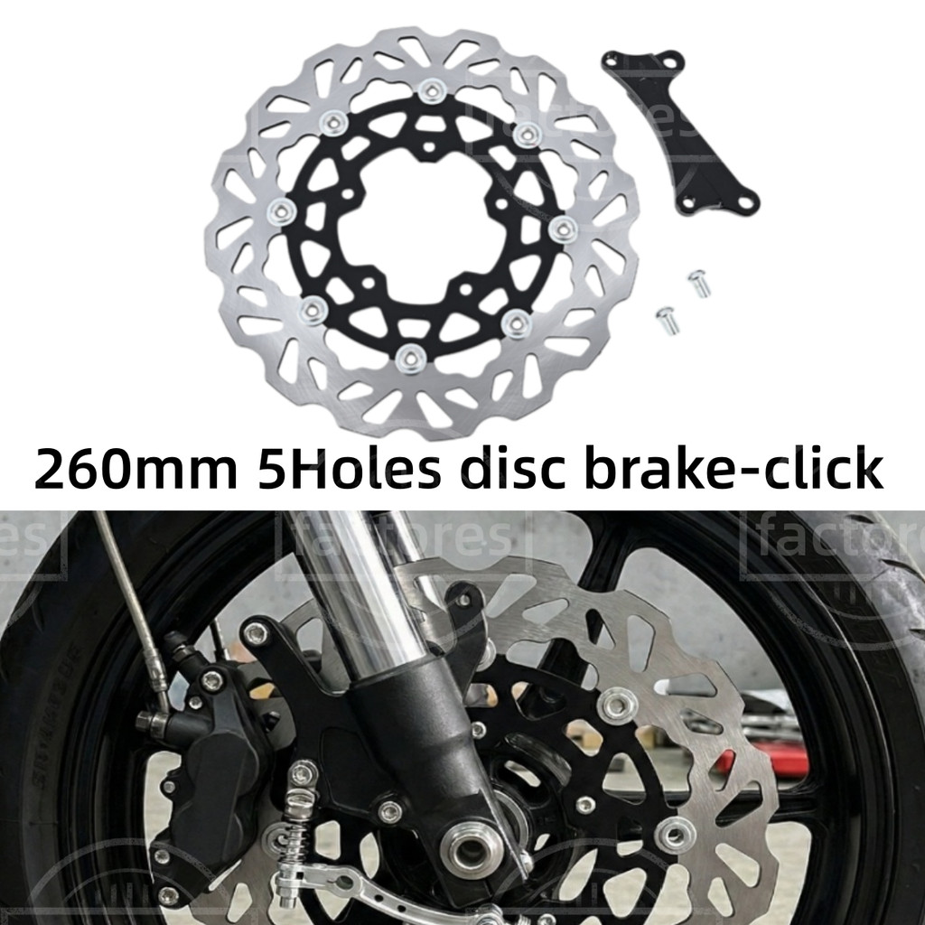Big Disc Click 125i v3 260mm 5holes w/bracket（Alloy bracket）winner disc ...