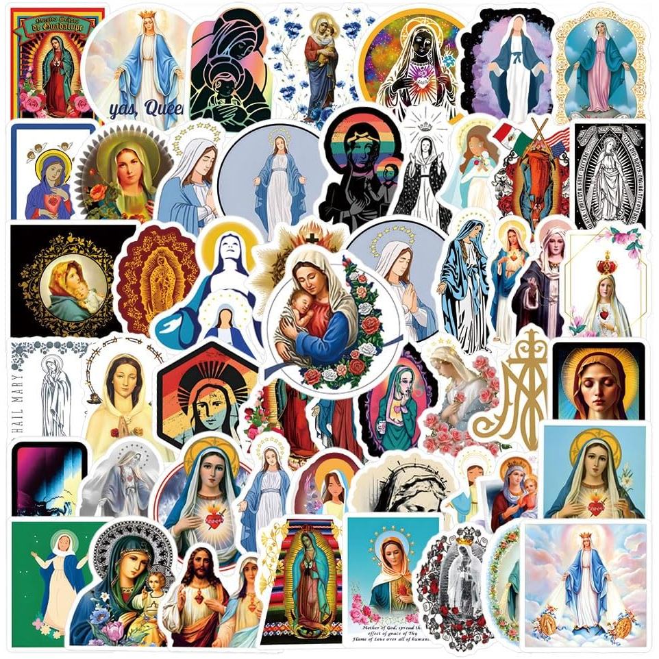 Virgin Mary Stickers 61pcs Faith Jesus Decals Aesthetic Waterproof ...