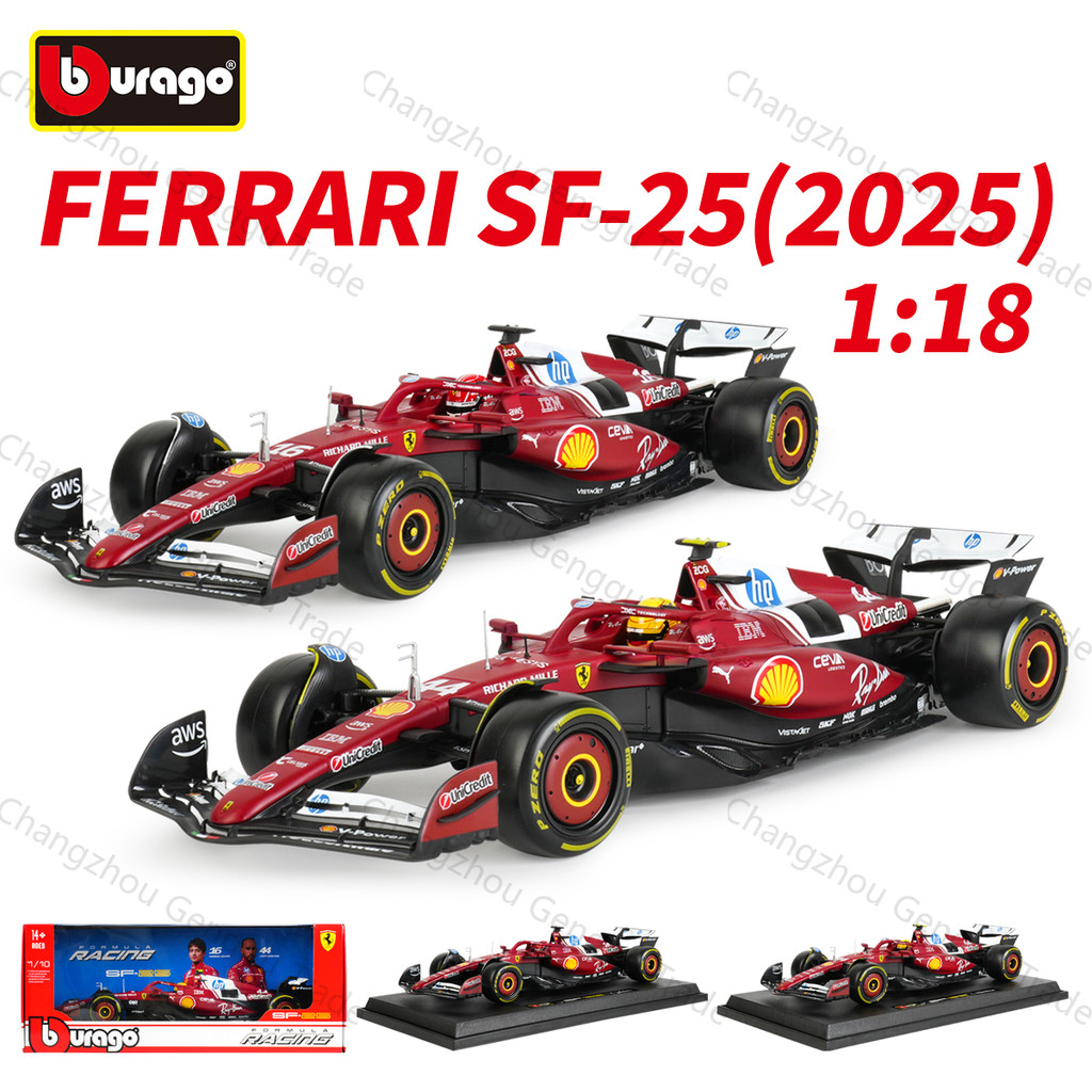 Bburago 1:18 Ferrari SF25 2025 #16 #44 F1 Racing Formula Car Static ...