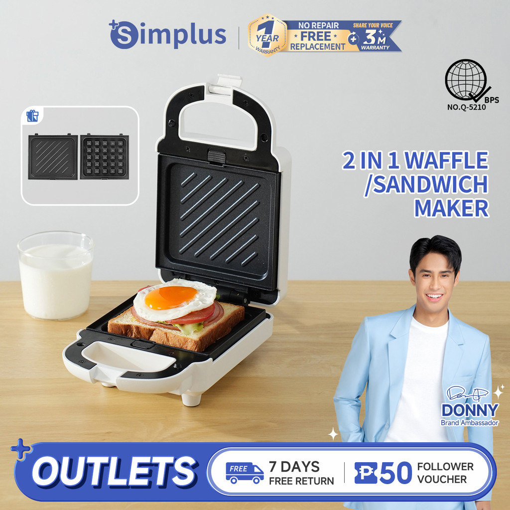 Simplus Waffle Sandwich Maker Bread Maker Toaster Detachable Plate ...