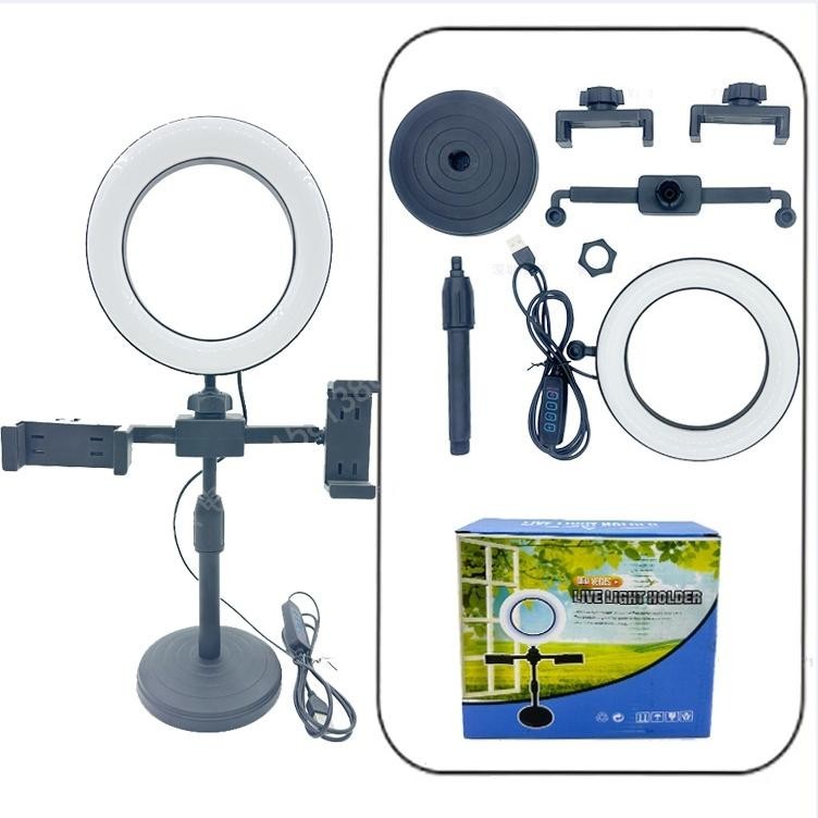 L6 4IN1 LED Ring Light 16cm/6inches Dual Mobile Phone Live Stand For ...