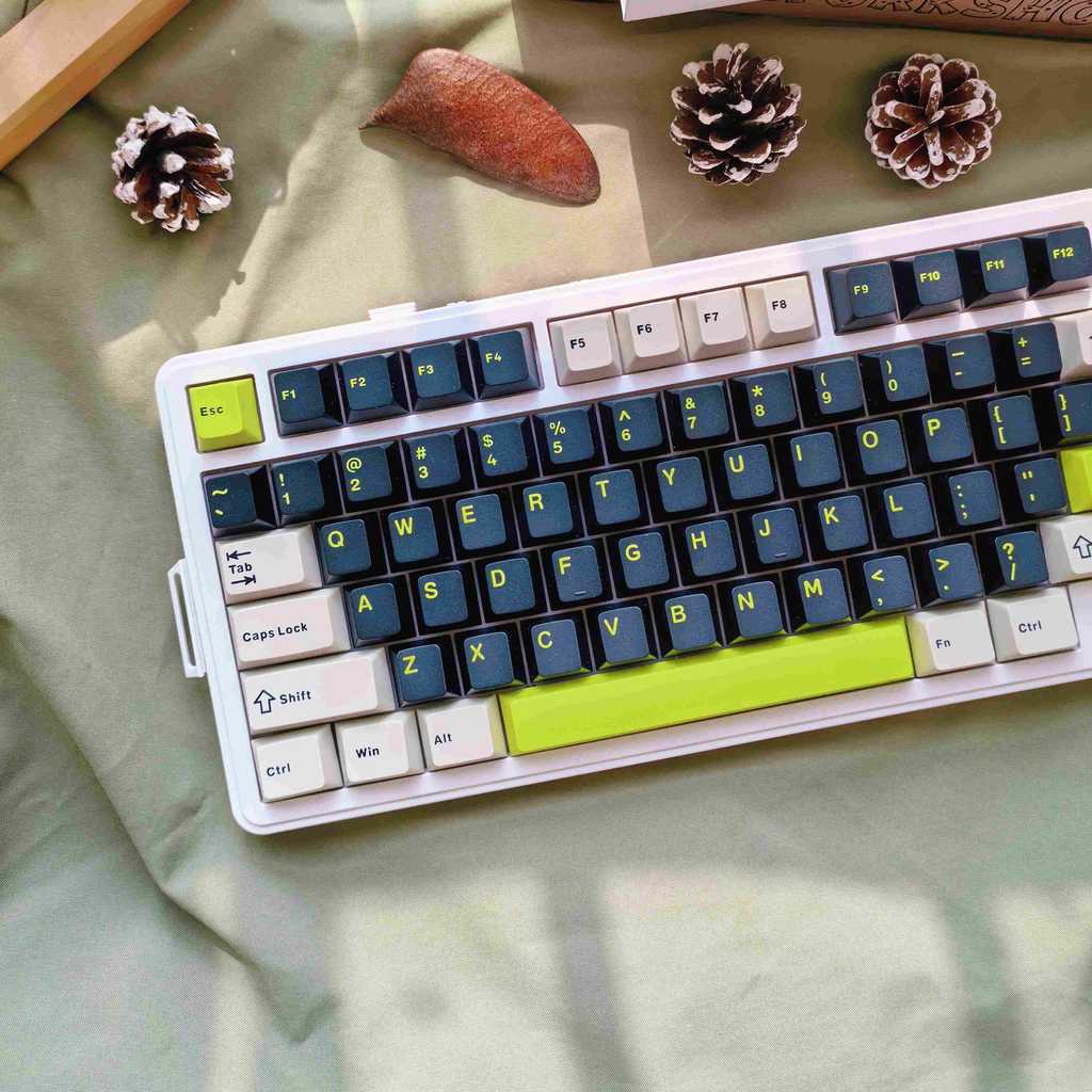 128 Keys Black Lemon Grey Double Shot PBT Keycaps Cherry Profile ...