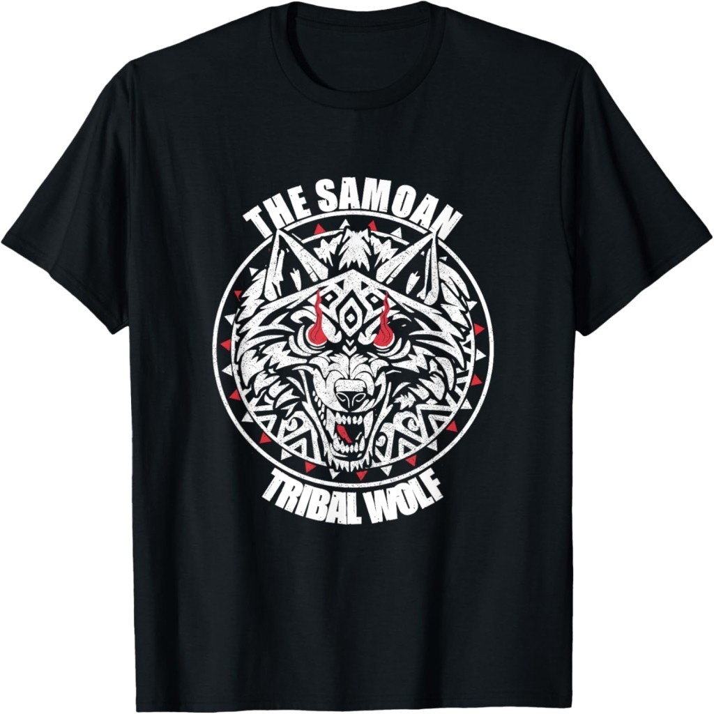 Customizable The Samoan Wolf Werewolf Tattoo Graphic Red Eyes T-Shirt ...