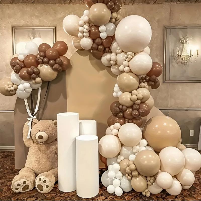 125pcs Brown Coffee Themed Balloon Garland Arch Set Teddy Bear Balloons ...