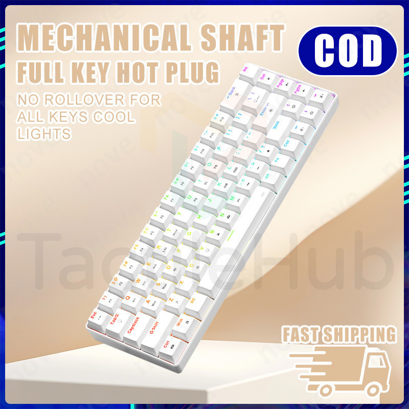 68Keys True Mechanical Keyboard with RGB Light Wired Wireless Hot-swap ...