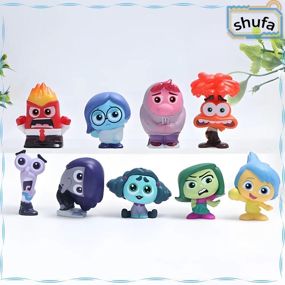 SHUFA 9 Pcs/Set Inside Out 2 Action Figure Toy, 1-2inch PVC Sadness ...