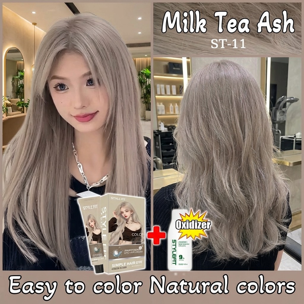 STYLEFIT Hair Color Milk Tea Ash-11 Hair Color【100ml Hair Dye+100ml ...
