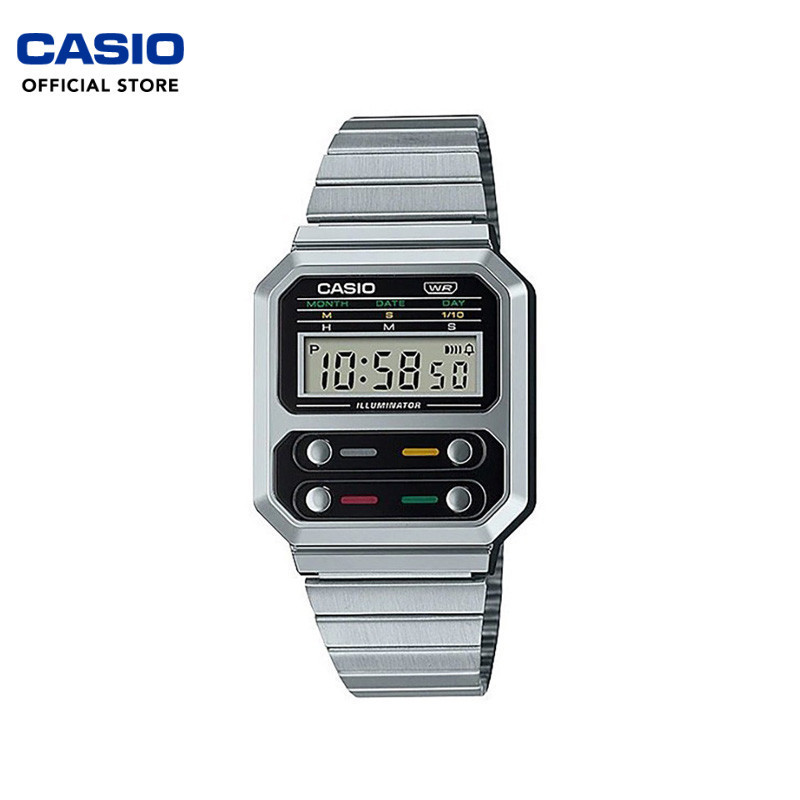 Casio Vintage (A100WE-1ADF) Silver Stainless Steel Strap Vintage Retro ...