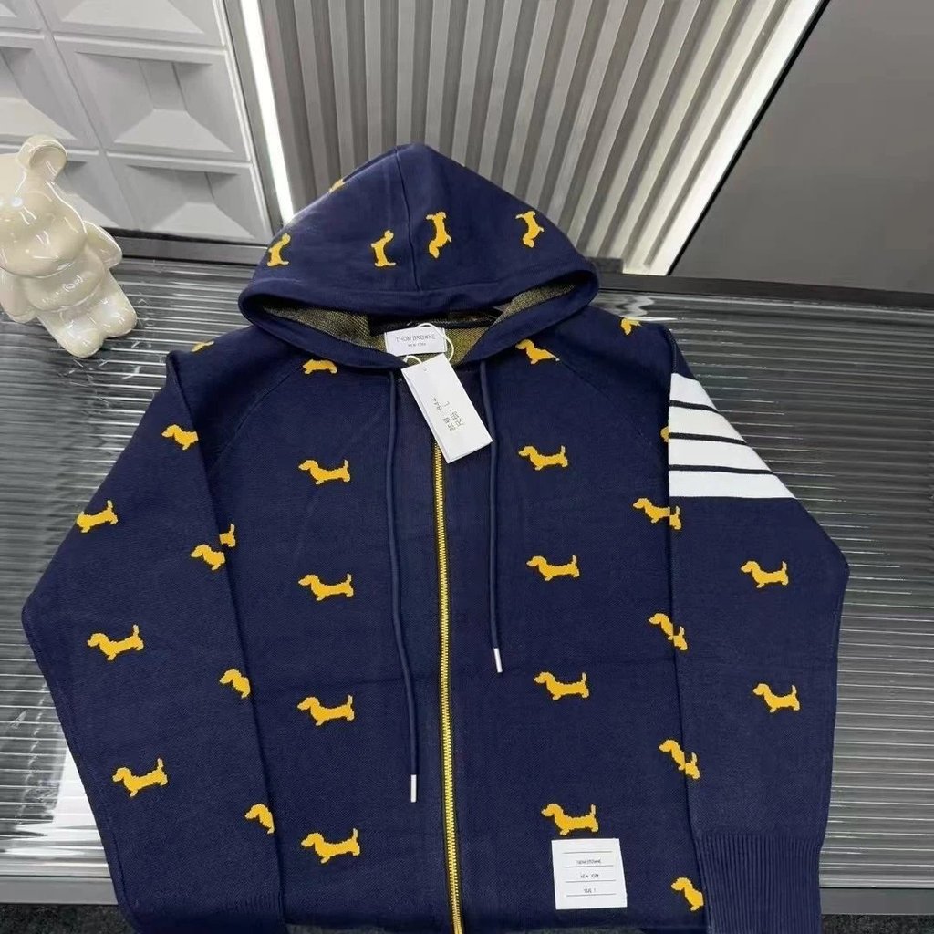thom browne TB Full Print Full Width Full Dog Hooded Sweatshirt Zipper ...