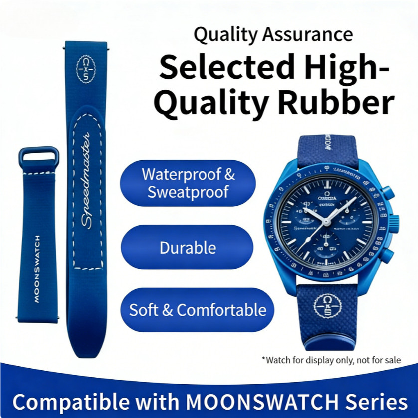 Suitable for Omega X Swatch Moonswatch Velcro Rubber Watch Strap 20mm ...