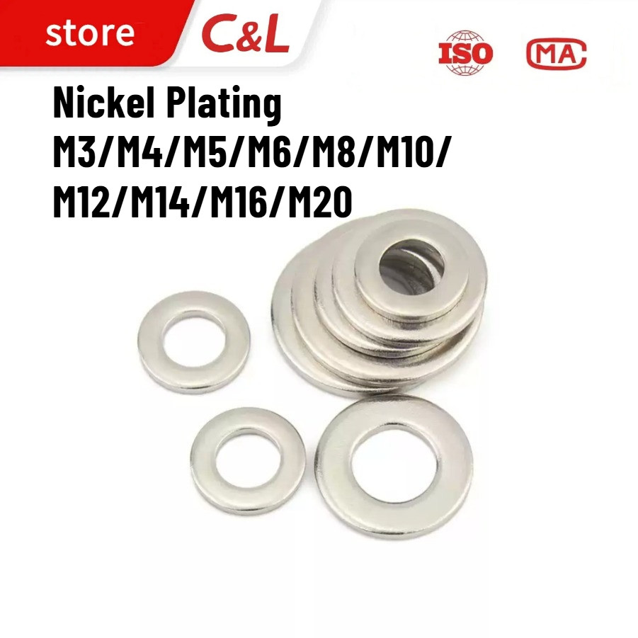 Flat Washer (GI) (Nickel Plating) M3/M4/M5/M6/M8/M10/M12/M14/M16/M20 ...