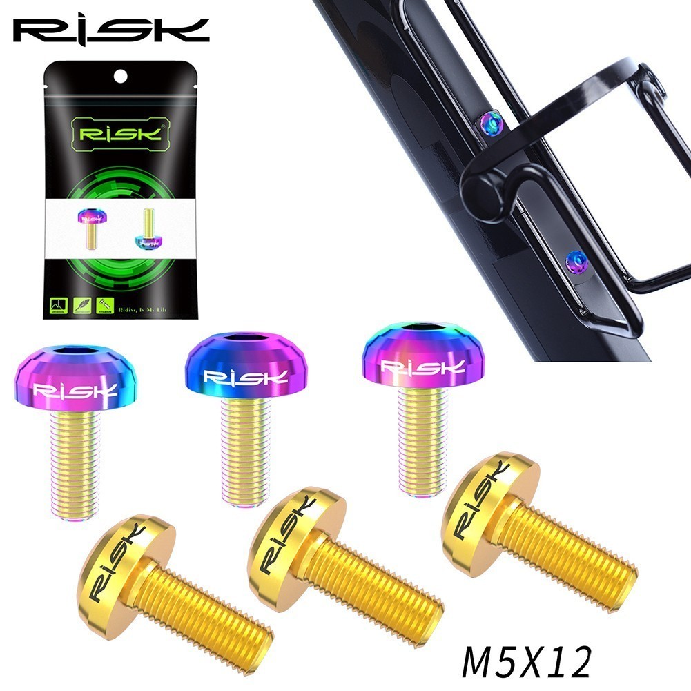 [COD]-RISK M5x12mm Titanium Bike Bottle Holder Screw Bicycle Water ...