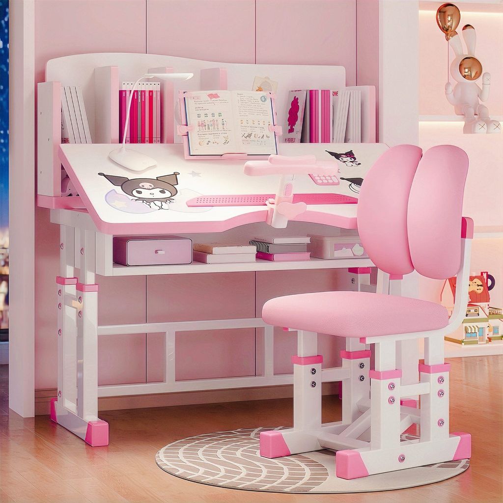 Children's Desk and Chair Set with Alarm Clock Accessories for Home Use ...