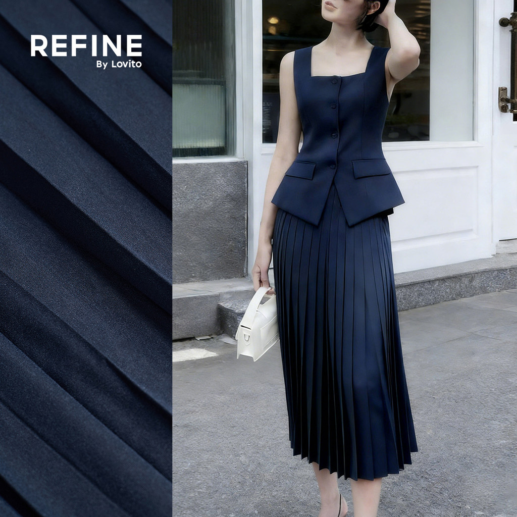 (Refine by Lovito) Women Elegant Tops or Bottoms Pleated Button Fake ...