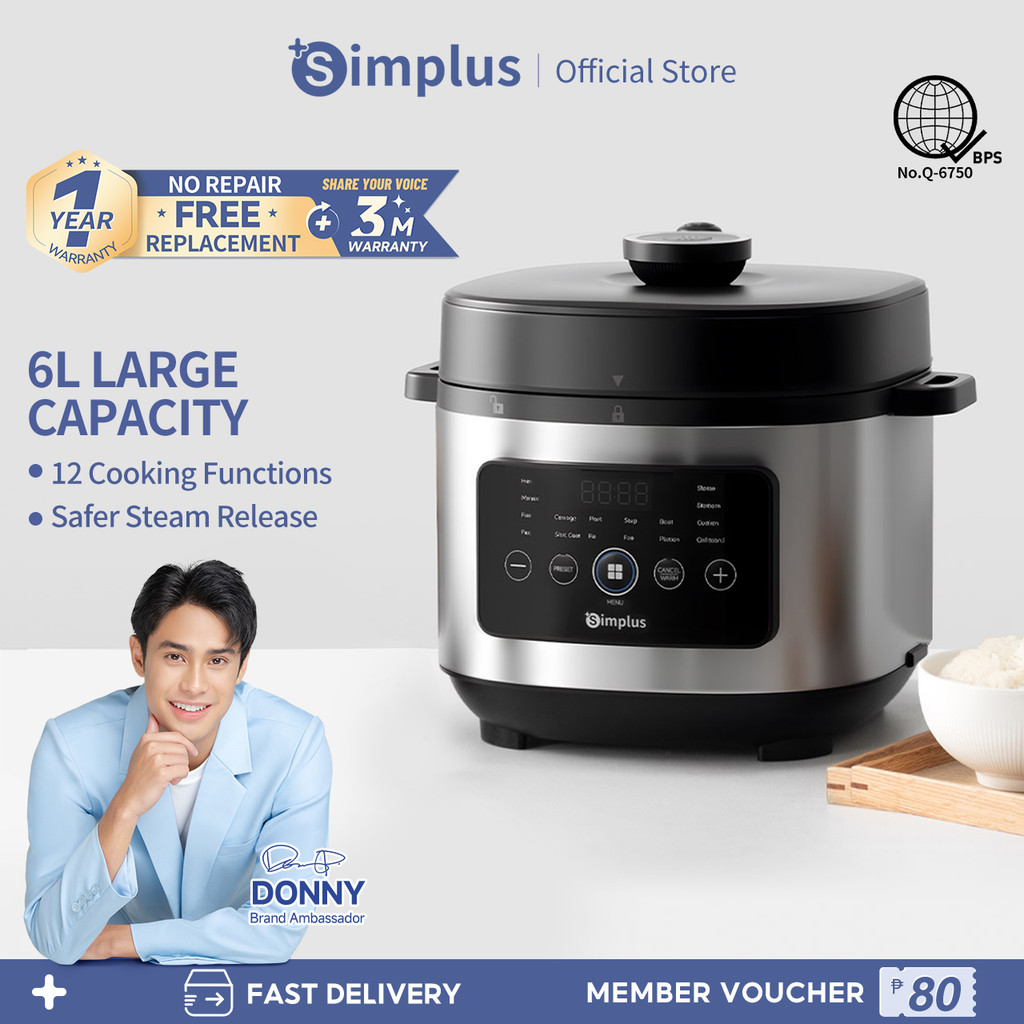 Simplus Multi Pressure Cooker 12-IN-1 Function 6L Quick Rice Cooker ...