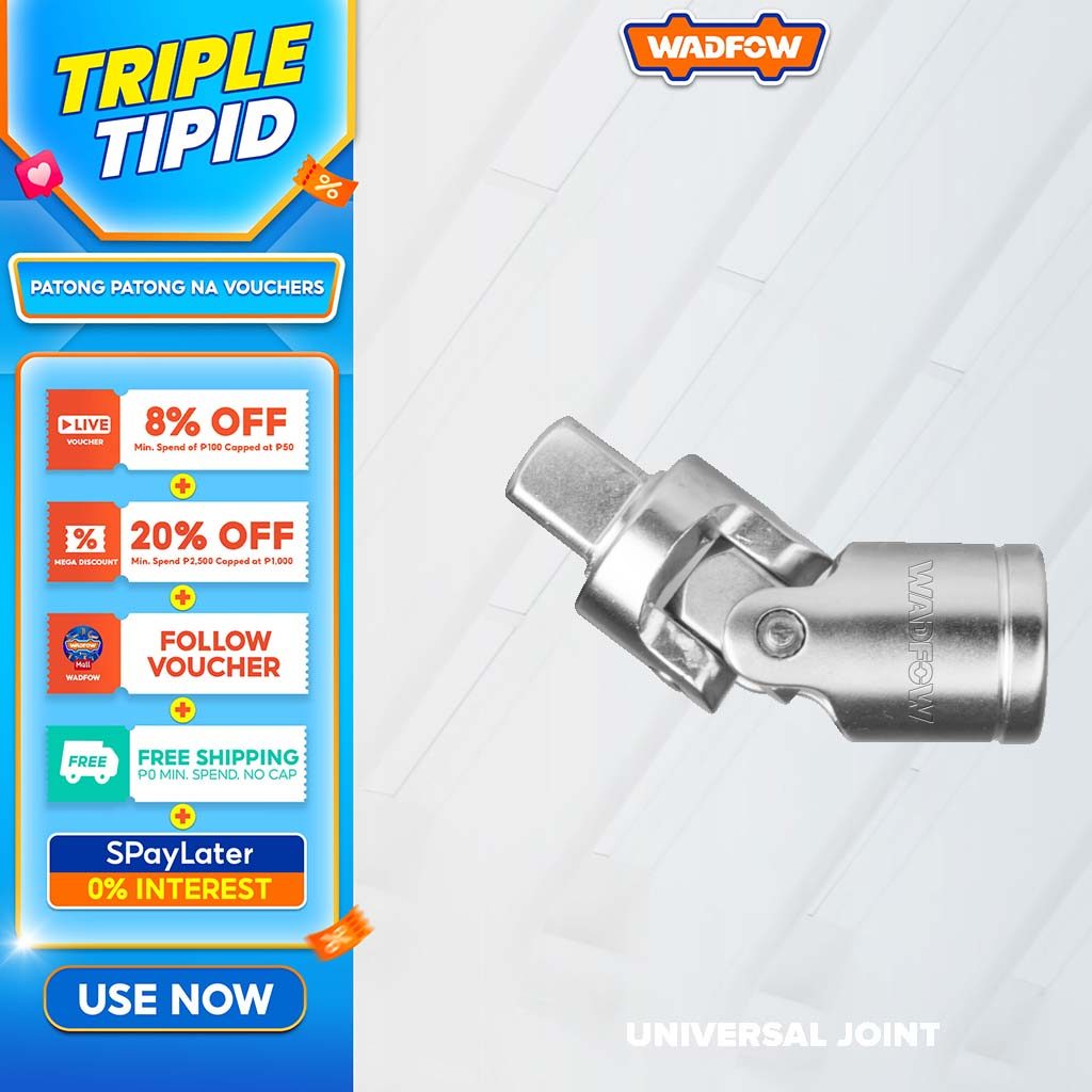 Wadfow 1/2" Universal Joint Socket Wrench Crv Quality Chromed Plated ...