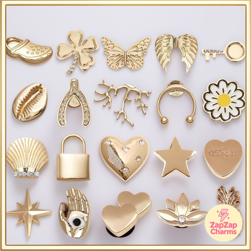 Luxury Clog Charms Set | Alloy Metal Shoe Charms with Crystal Accents ...