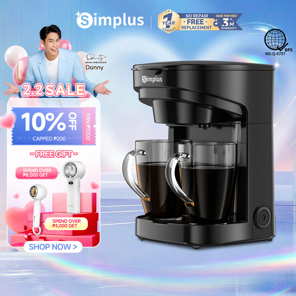 Simplus Drip Coffee Maker American Electric Coffee Machine for 1-2 Cups ...