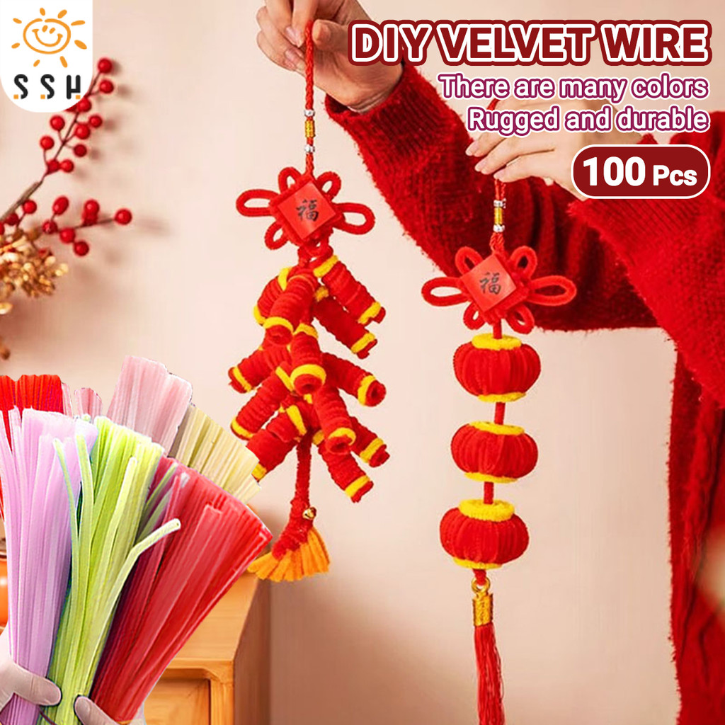 100Pcs Super Dense Fuzzy Chenille Stems Pipe Cleaner Craft Flower ...