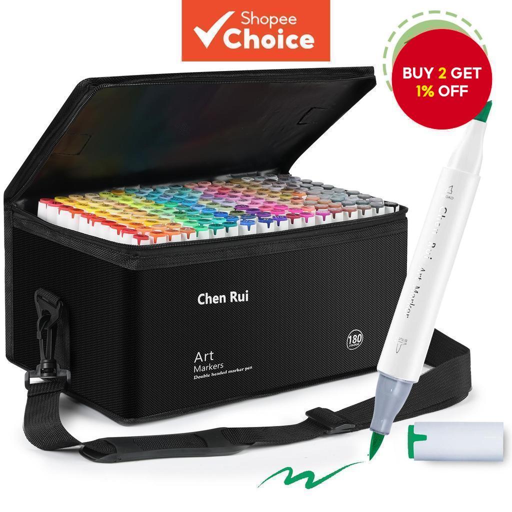 Chen Rui 48-180 Colors Dual Tip Art Marker Set - Brush & Chisel ...