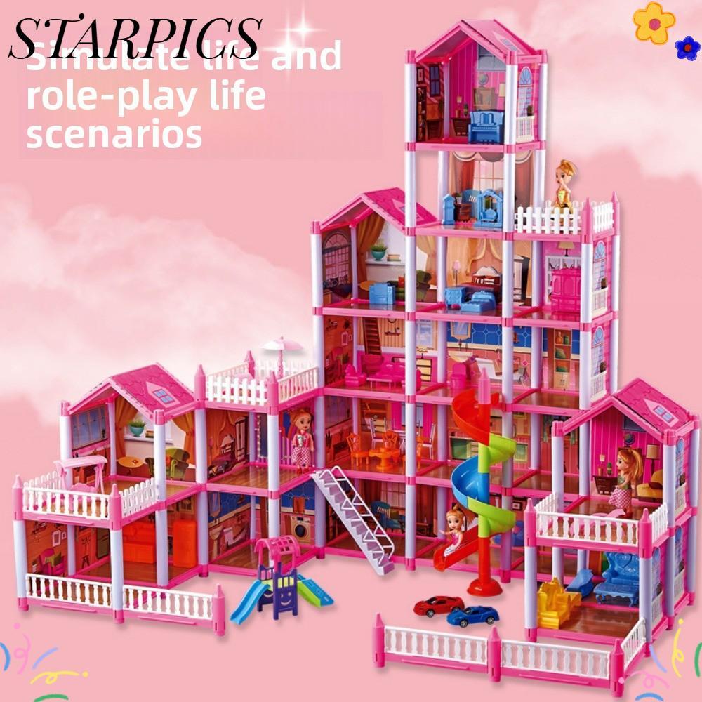 STARPICS Dream Princess Castle, DIY Plastic Villa Assembly Doll House ...