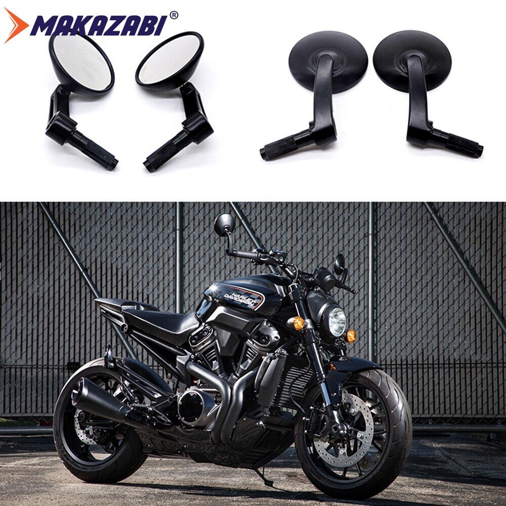 17mm Diameter Round Motorcycle Rear View Mirrors Handle Bar End Cafe