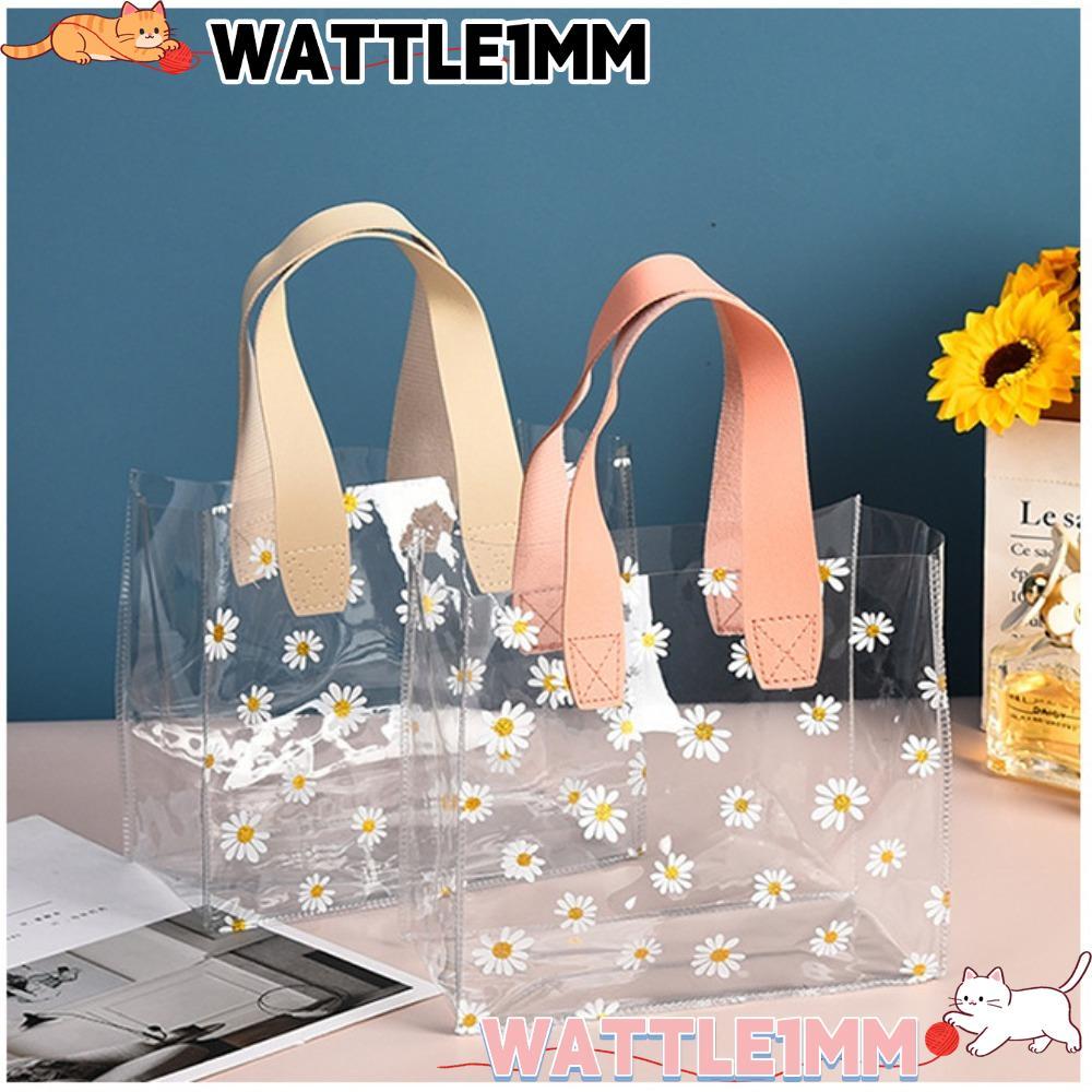 WATTLE1MM Transparent Shopping Bags, Little Daisy Transparent Tote Bag ...