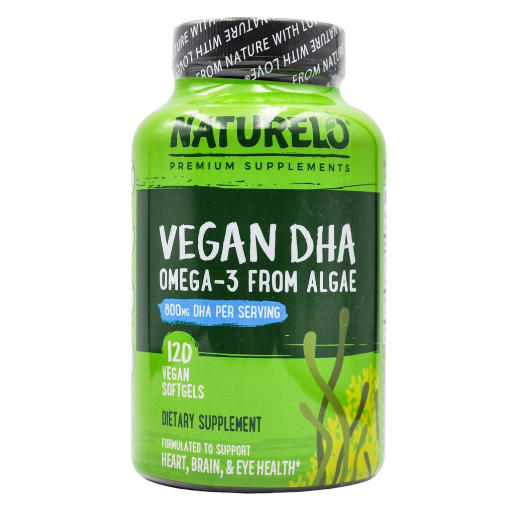 Naturelo Vegan Omega-3 Algae 800mg DHA (120 softgels, 60 servings ...
