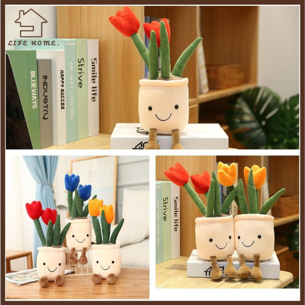 YELGIRL Tulip Plush Toy, 13 Inch Soft Fluffy Flower Pot Stuffed Plushie ...