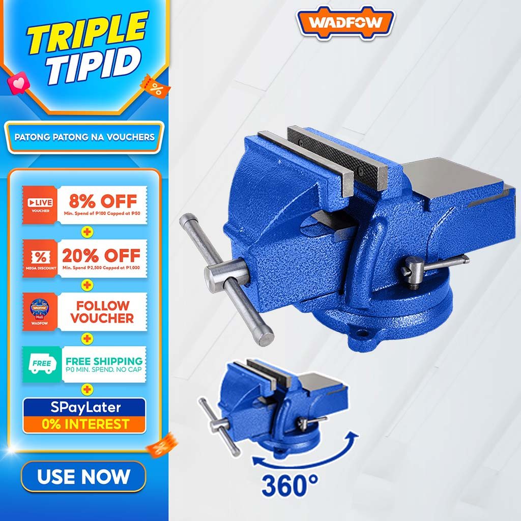 Wadfow Bench Vise Gato With Anvil Tape 4"/100mm WBV1A04 (WHT) | Shopee ...