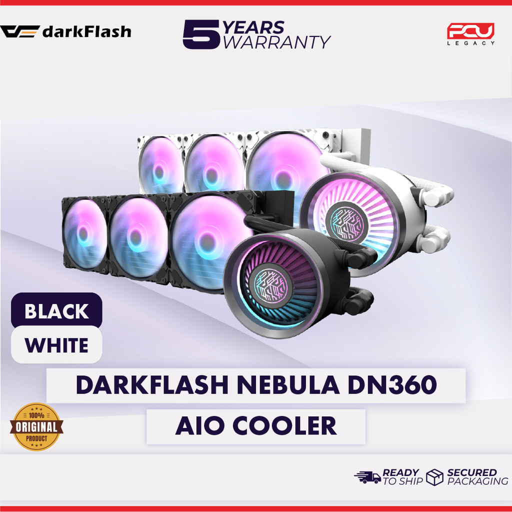 DARKFLASH NEBULA DN360 ARGB LIQUID AIO CPU COOLER - BLACK / WHITE ...