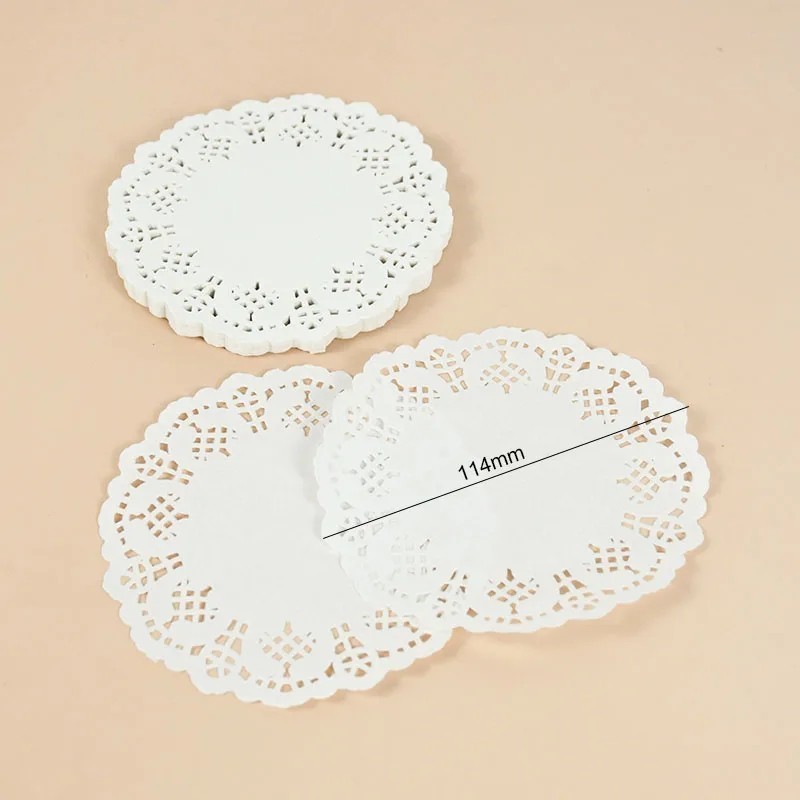 【12.23】 100Pcs Round Paper Lace Doilies Cake Placemat Party Wedding ...