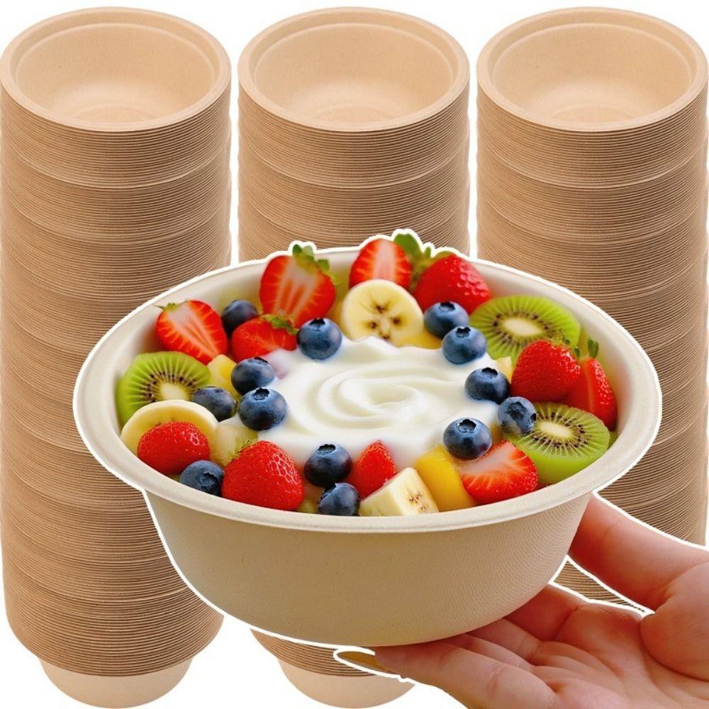 FLECI 50PCS Eco-friendly Paper Bowl, Leak-Proof Design Thickened ...