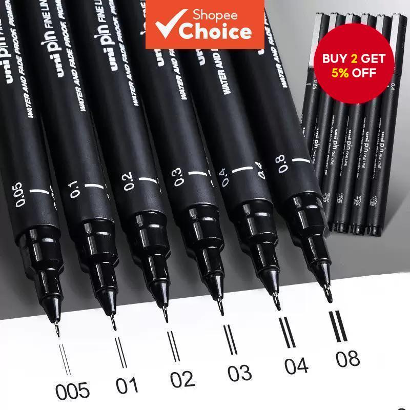 Uni Pin Fineliner Drawing Pen Set – 005/01/02/03/05/08 Thin Tip ...