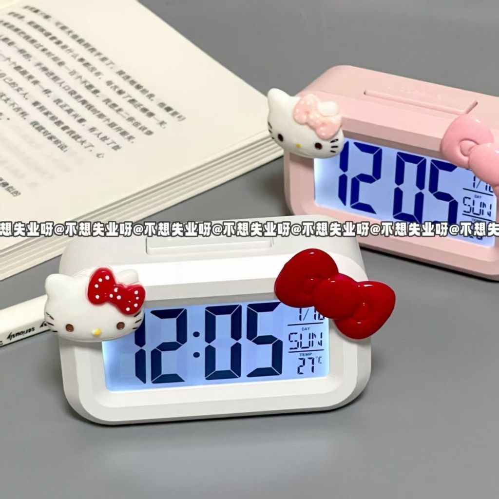 Sanrio Cartoon Clocks with Night Light Hello Kitty Alarm LED Digital ...